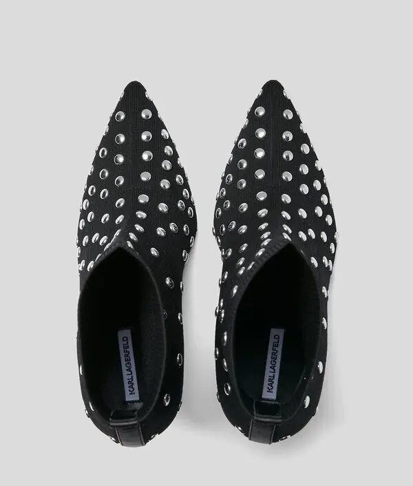 Karl Lagerfeld Pandara Knitted Studded Ankle Boots