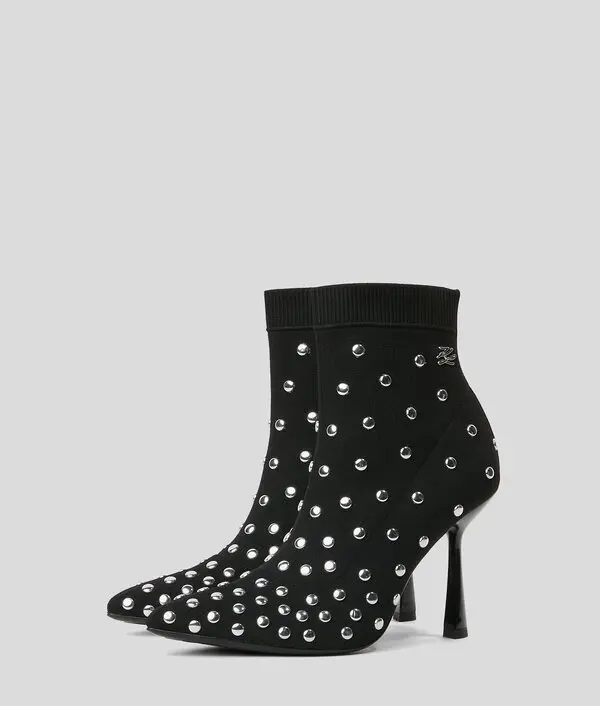 Karl Lagerfeld Pandara Knitted Studded Ankle Boots