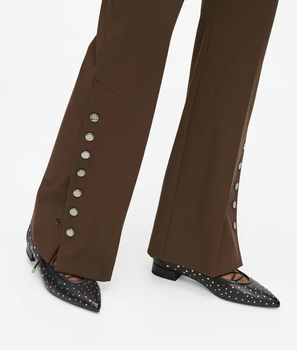 Karl Lagerfeld Snap Button Detail Straight Leg Pants - Java