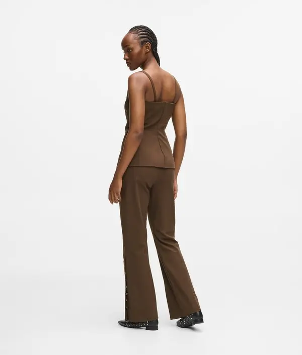 Karl Lagerfeld Snap Button Detail Straight Leg Pants - Java