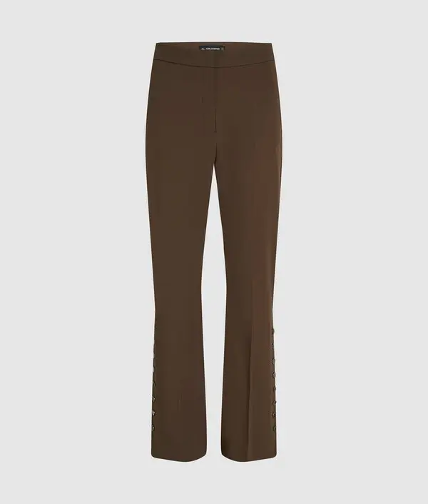 Karl Lagerfeld Snap Button Detail Straight Leg Pants - Java