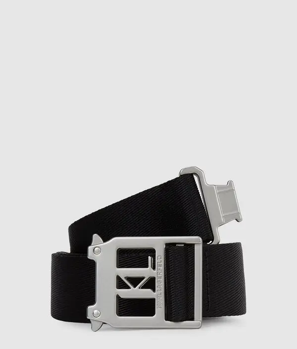 Karl Lagerfeld K/urban Webbing Belt With Kl Monogram Buckle - Black