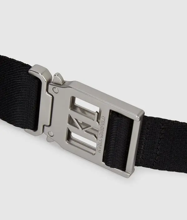 Karl Lagerfeld K/urban Webbing Belt With Kl Monogram Buckle