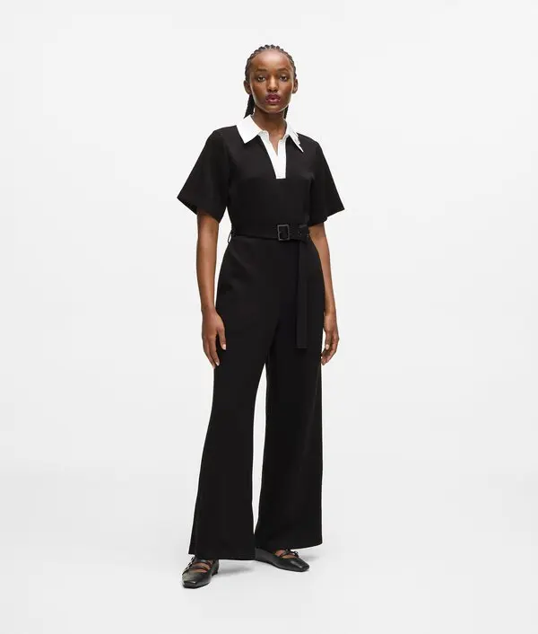 Karl Lagerfeld Signature Collar Jumpsuit - Black