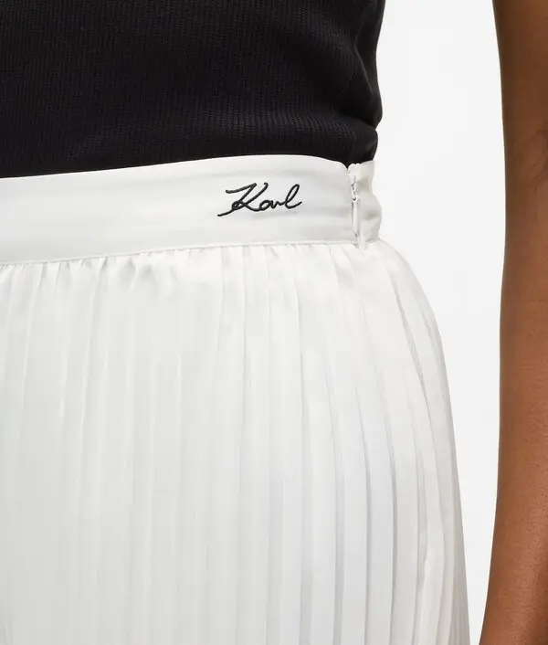 Karl Lagerfeld Pleated Wide-leg Pants With Contrasting Hem
