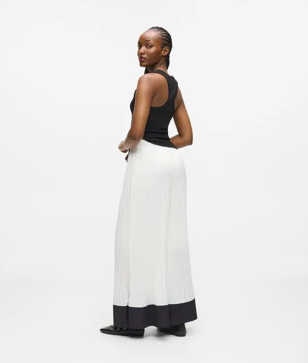 Karl Lagerfeld Pleated Wide-leg Pants With Contrasting Hem