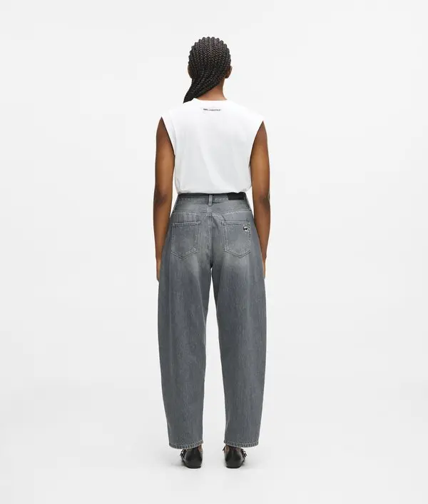 Karl Lagerfeld Ikon Barrel-leg Jeans In Cotton