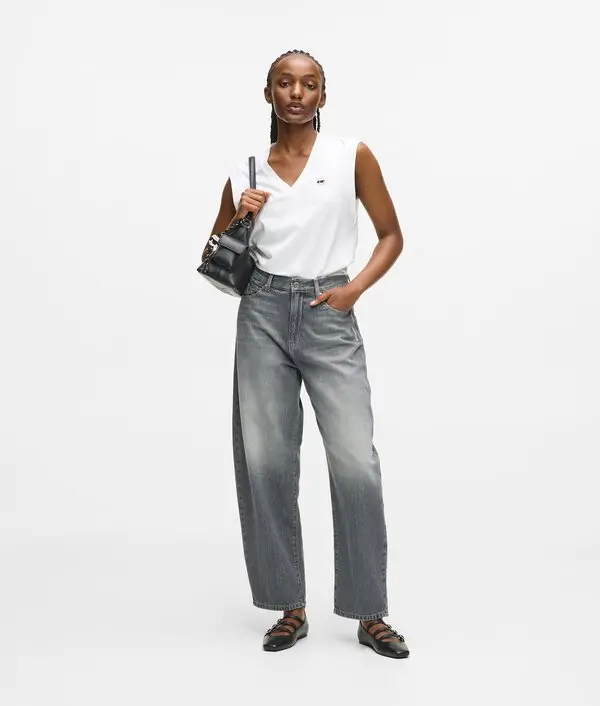 Karl Lagerfeld Ikon Barrel-leg Jeans In Cotton