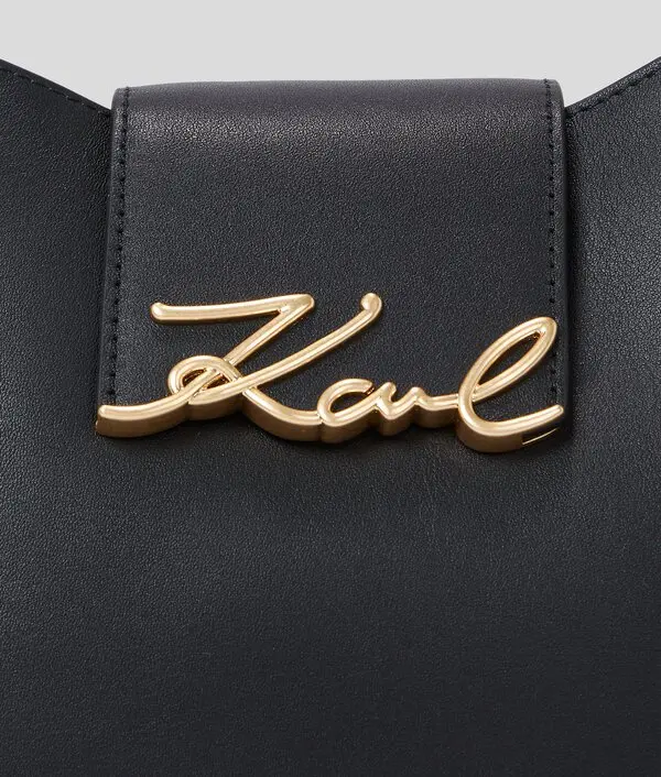 Karl Lagerfeld K/signature Hobo Bag In Smooth Leather - Black