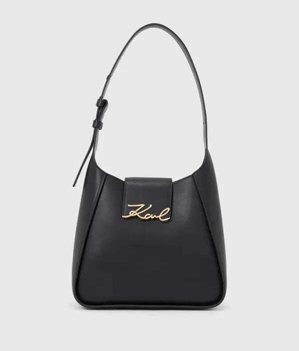 Karl Lagerfeld K/signature Hobo Bag In Smooth Leather - Black