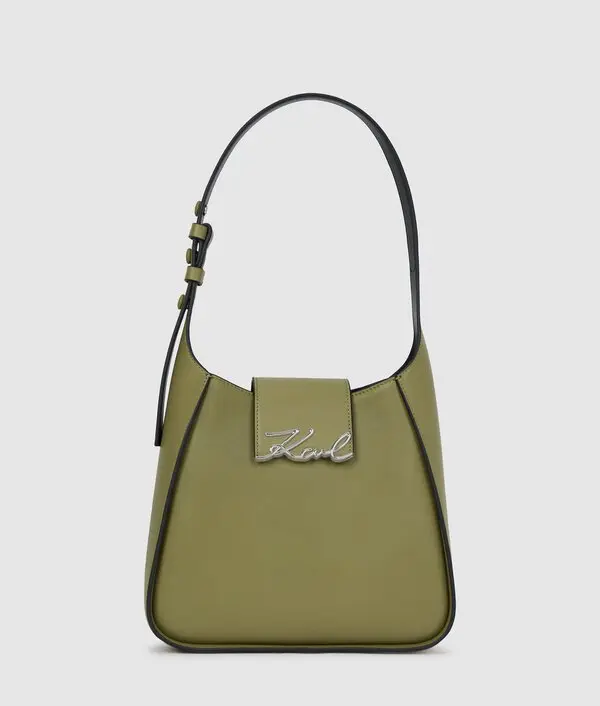 Karl Lagerfeld K/signature Hobo Bag In Smooth Leather - Cedar