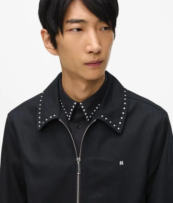 Karl Lagerfeld Studded Collar Zip-up Jacket