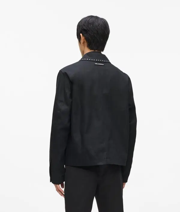 Karl Lagerfeld Studded Collar Zip-up Jacket
