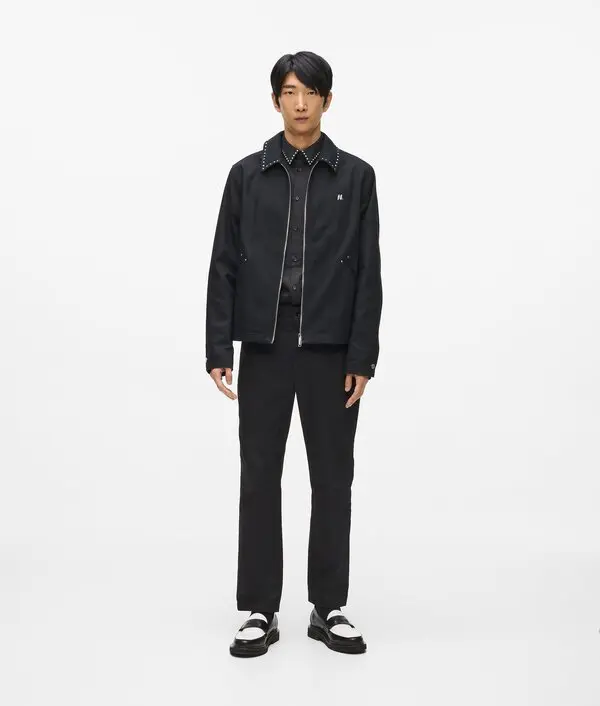 Karl Lagerfeld Studded Collar Zip-up Jacket
