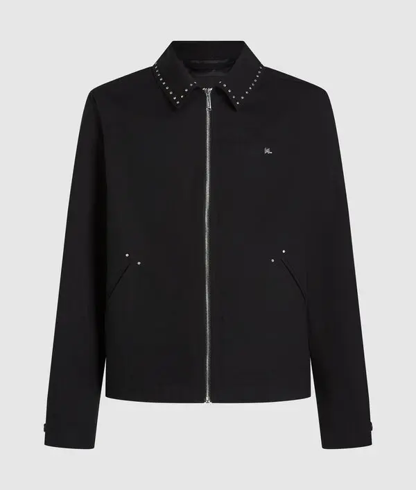 Karl Lagerfeld Studded Collar Zip-up Jacket