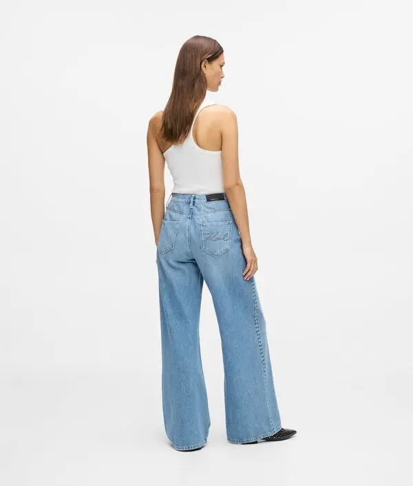 Karl Lagerfeld Embellished Wide-leg Jeans