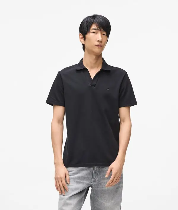 Karl Lagerfeld Monogram Pin Polo Shirt - Black