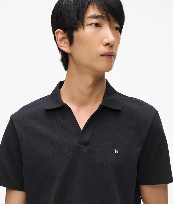 Karl Lagerfeld Monogram Pin Polo Shirt - Black