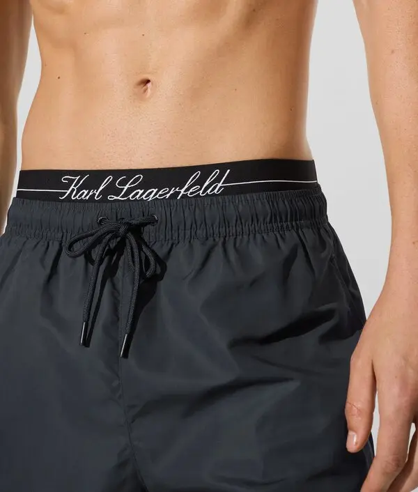 Karl Lagerfeld Double Waistband Boardshorts - Dark Navy