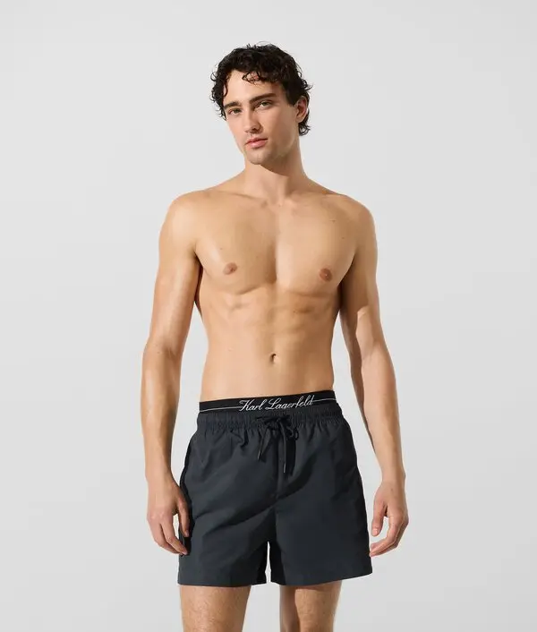 Karl Lagerfeld Double Waistband Boardshorts - Dark Navy