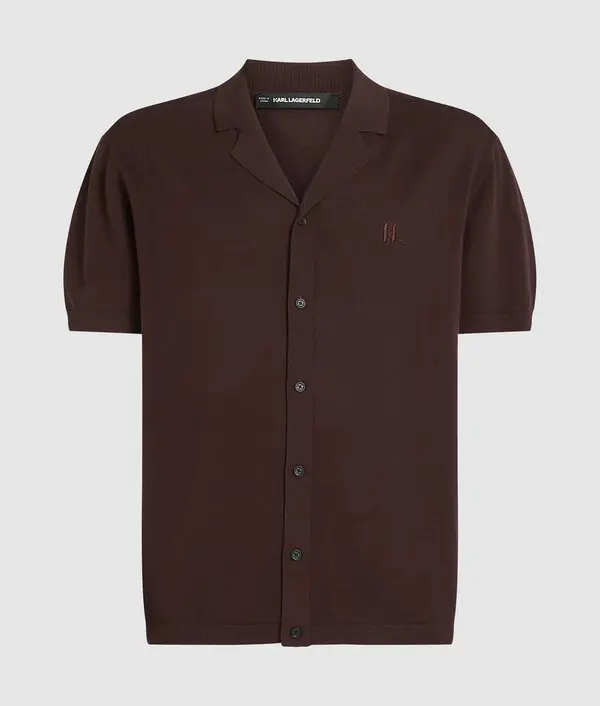 Karl Lagerfeld Monogram Knitted Polo Shirt - Fudge