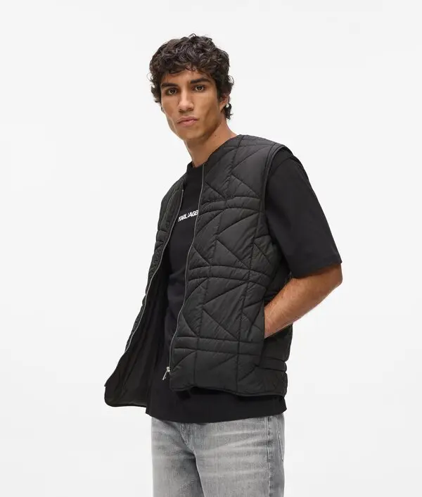 Karl Lagerfeld Lightweight Packable K-quilted Gilet - Black