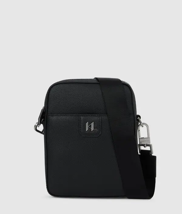 Karl Lagerfeld K/monogram Leather Crossbody Bag - Black