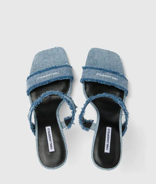 KL JEANS Waverly Twin Strap Denim Heeled Sandals