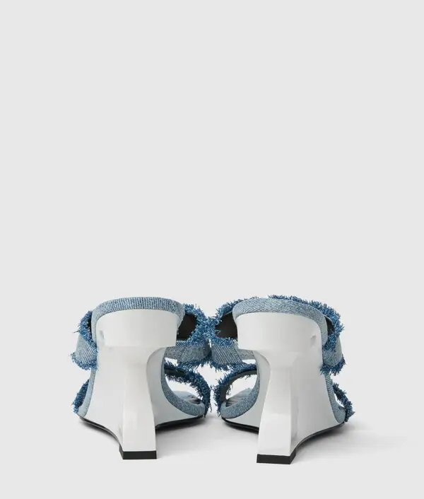 KL JEANS Waverly Twin Strap Denim Heeled Sandals