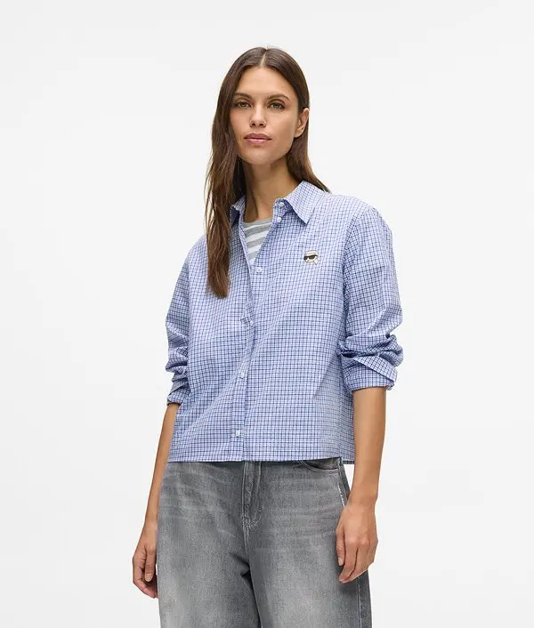 Karl Lagerfeld Ikon Checked Shirt - Check Kentucky Blue White