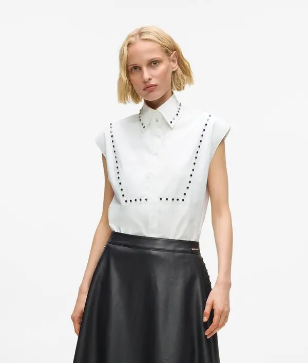 Karl Lagerfeld Studded Poplin Shirt - White