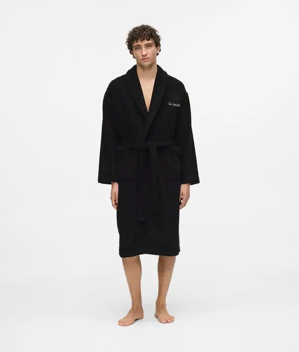 Karl Lagerfeld Terry Bathrobe - Black