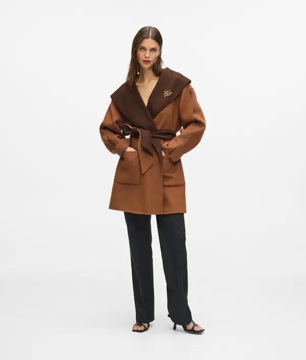 Karl Lagerfeld Reversible Wool-blend Coat - Java-friar Brown