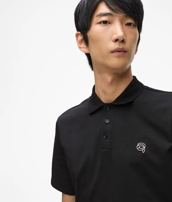 Karl Lagerfeld Ikon Jersey Polo Shirt - Black
