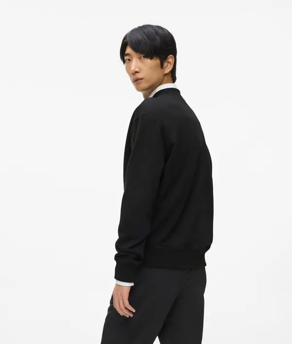 Karl Lagerfeld Portrait Sweatshirt In Organic Cotton - Black