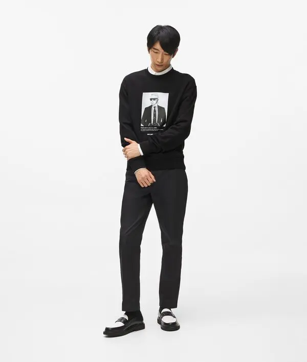 Karl Lagerfeld Portrait Sweatshirt In Organic Cotton - Black