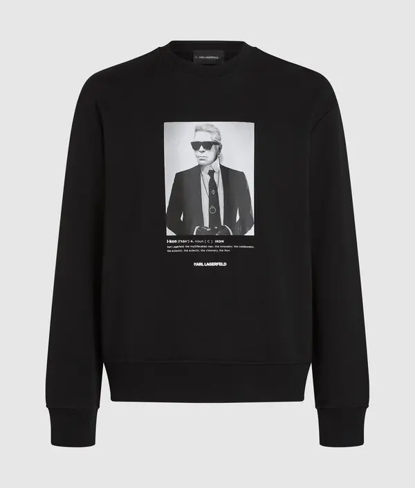 Karl Lagerfeld Portrait Sweatshirt In Organic Cotton - Black