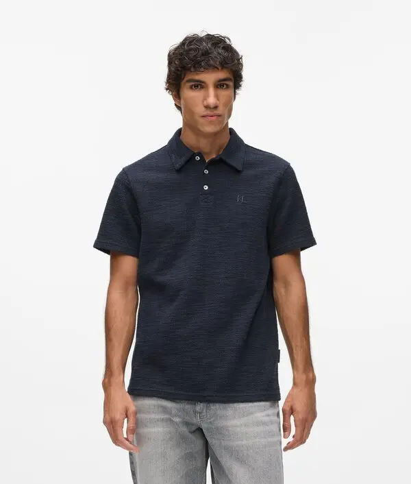 Karl Lagerfeld Bouclé Polo Shirt - Peacoat