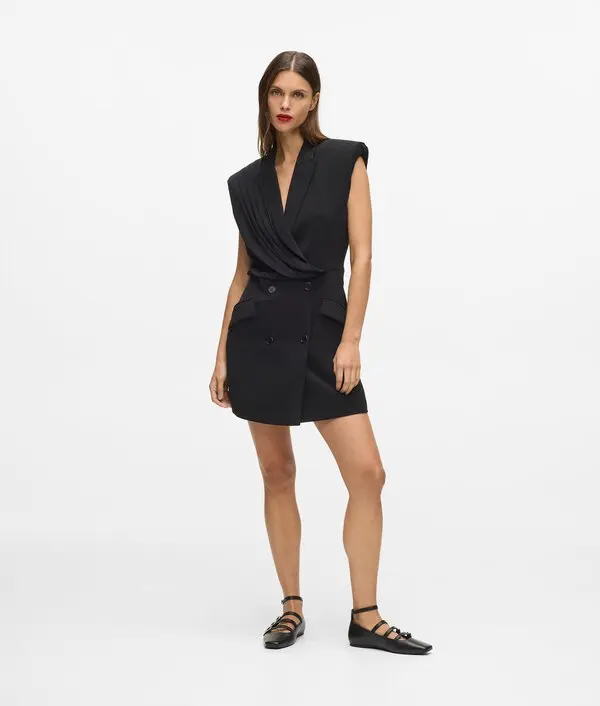 Karl Lagerfeld Tailored Blazer Dress With Embroidered Logo - Black