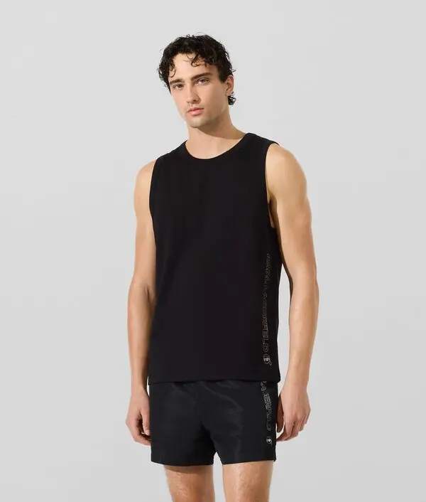 Karl Lagerfeld Ikon Metallic Beach Tank Top - Black