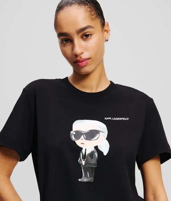 Karl Lagerfeld Ikon Aquarelle Cotton T-shirt - Black