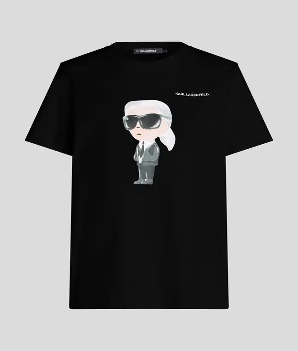 Karl Lagerfeld Ikon Aquarelle Cotton T-shirt - Black