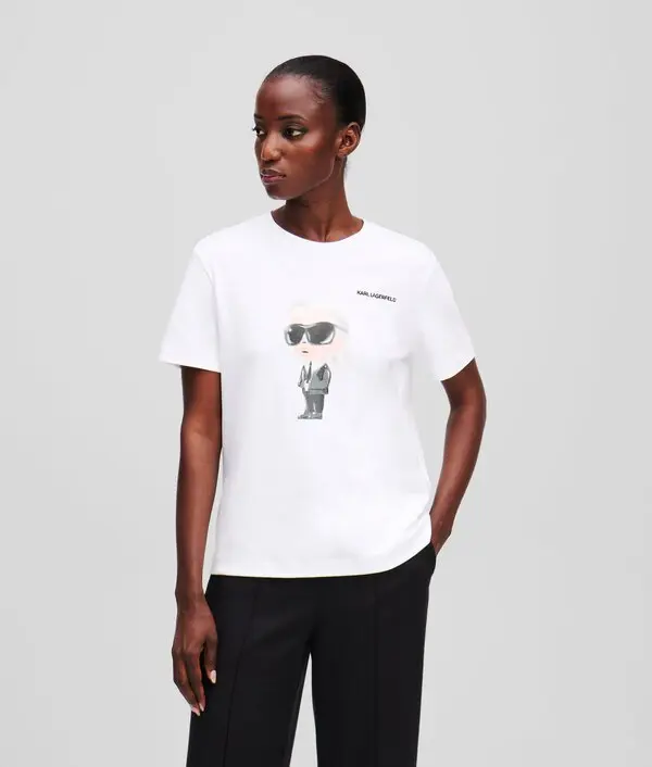 Karl Lagerfeld Ikon Aquarelle Cotton T-shirt - White