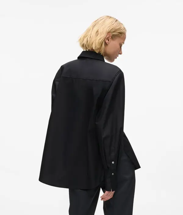 Karl Lagerfeld Organic Cotton Poplin Shirt With Gold Karl Lettering Snap Buttons