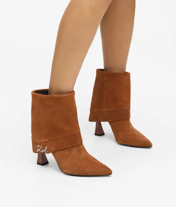 Karl Lagerfeld Debutante Fold-down Suede Ankle Boots