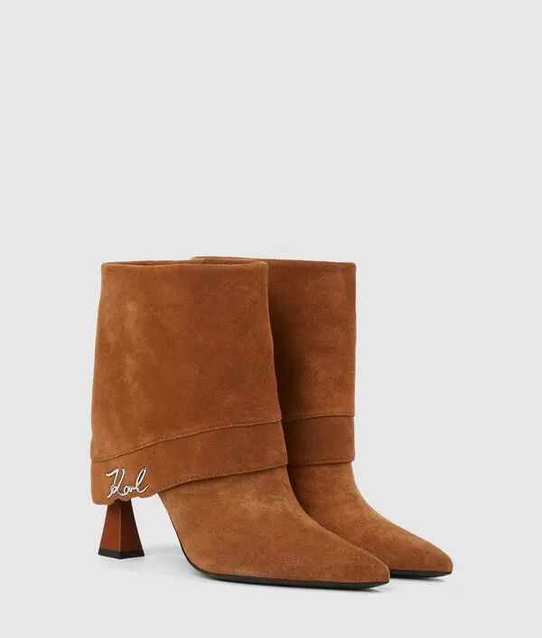 Karl Lagerfeld Debutante Fold-down Suede Ankle Boots