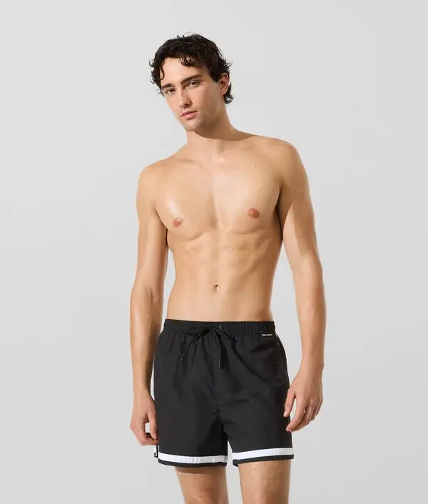 Karl Lagerfeld Contrast Piping Boardshorts - Black