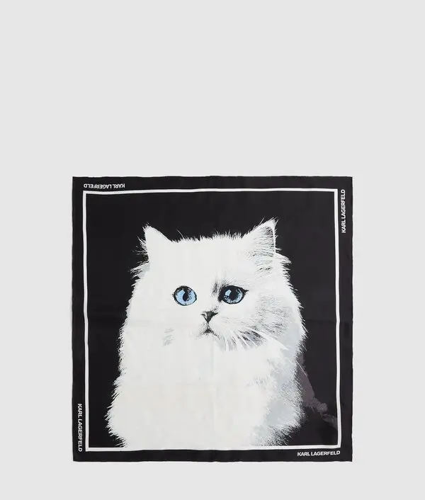 Karl Lagerfeld Ikon Choupette Silk Scarf - Black