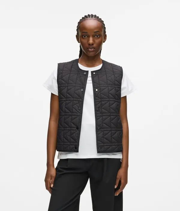 Karl Lagerfeld Lightweight Quilted Technical Taffeta Gilet - Black