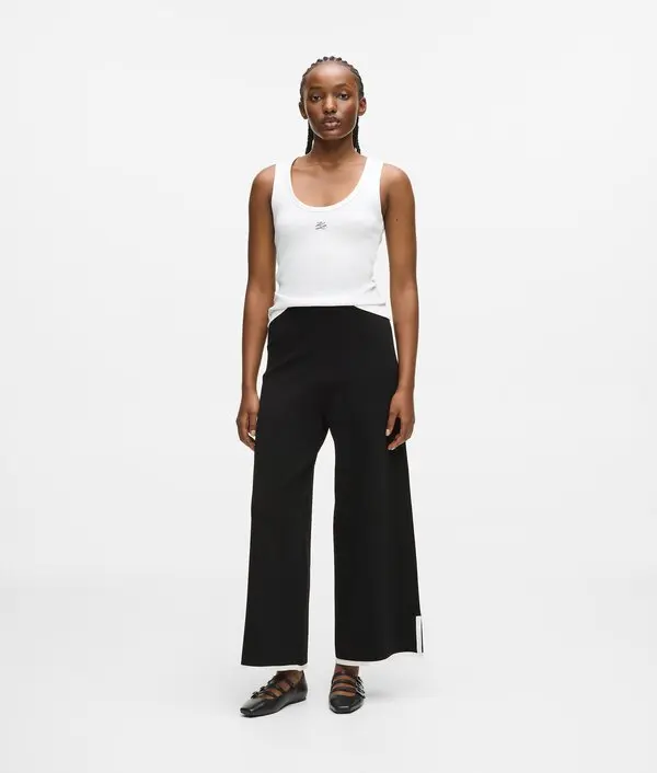 Karl Lagerfeld Contrast Piping Wide-leg Culottes - Black/white